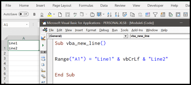 visual basic line number