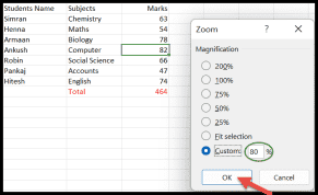 zoom out button excel