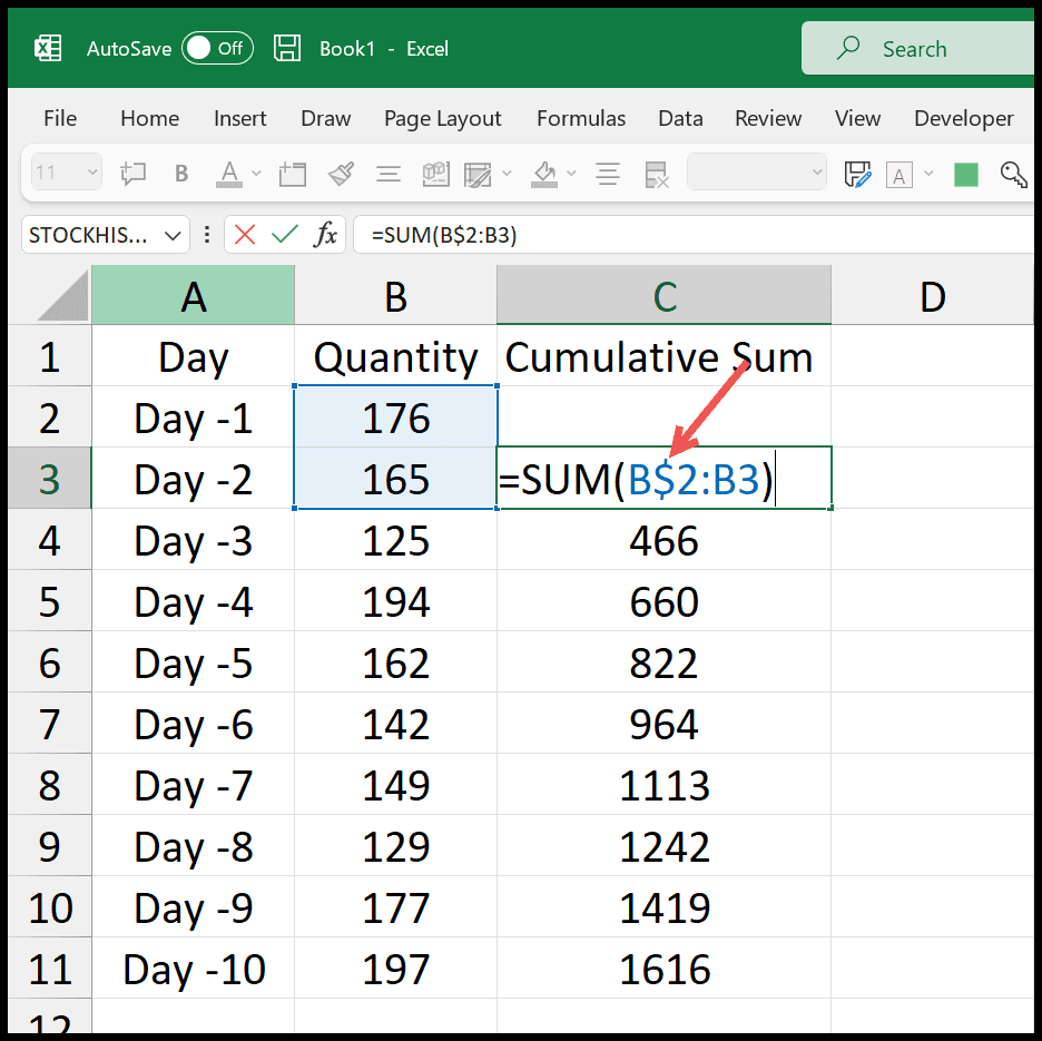 Calculate The Cumulative Sum Of Values Excel Formula 