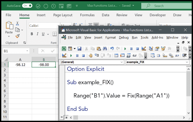 VBA FIX Function (Syntax + Example)