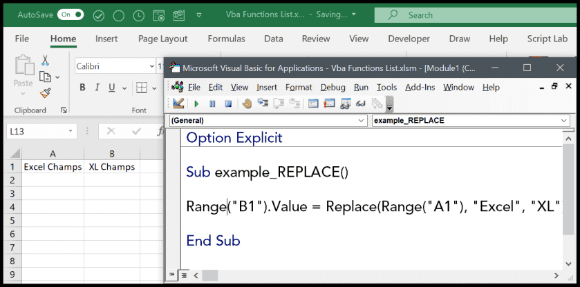 VBA REPLACE Function (Syntax + Example)