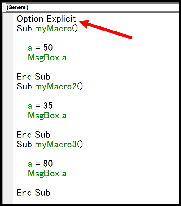 How to use Option Explicit Statement in VBA
