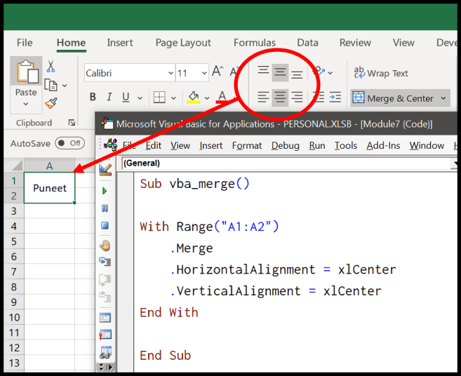 Merge Cells (Range and Align Center) | Excel VBA Tutorial