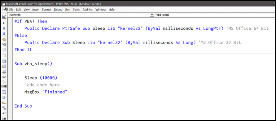 VBA Wait and Sleep Commands to Pause and Delay