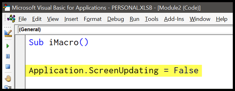 Apply VBA Screen Update OFF (Application.ScreenUpdating)