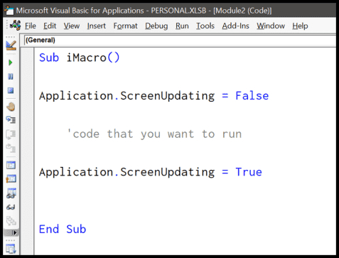 Apply VBA Screen Update OFF (Application.ScreenUpdating)