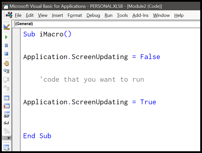 Apply VBA Screen Update OFF (Application.ScreenUpdating)