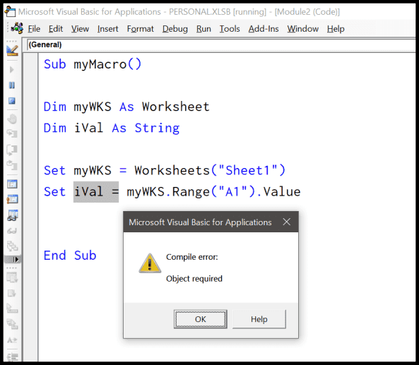 VBA Object Required Error (Error 424)