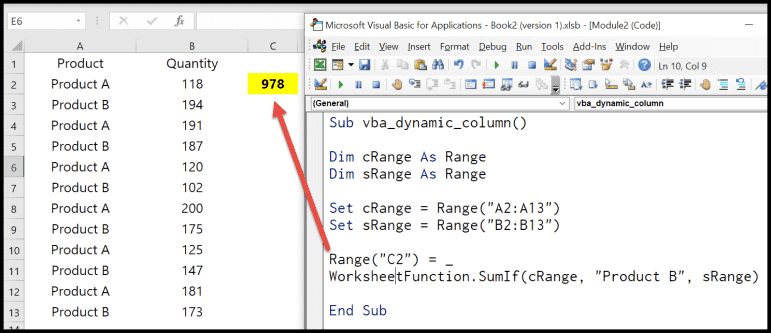 Excel VBA SUM (Column, Dynamic Range, All Cells Above, Selected Cells)
