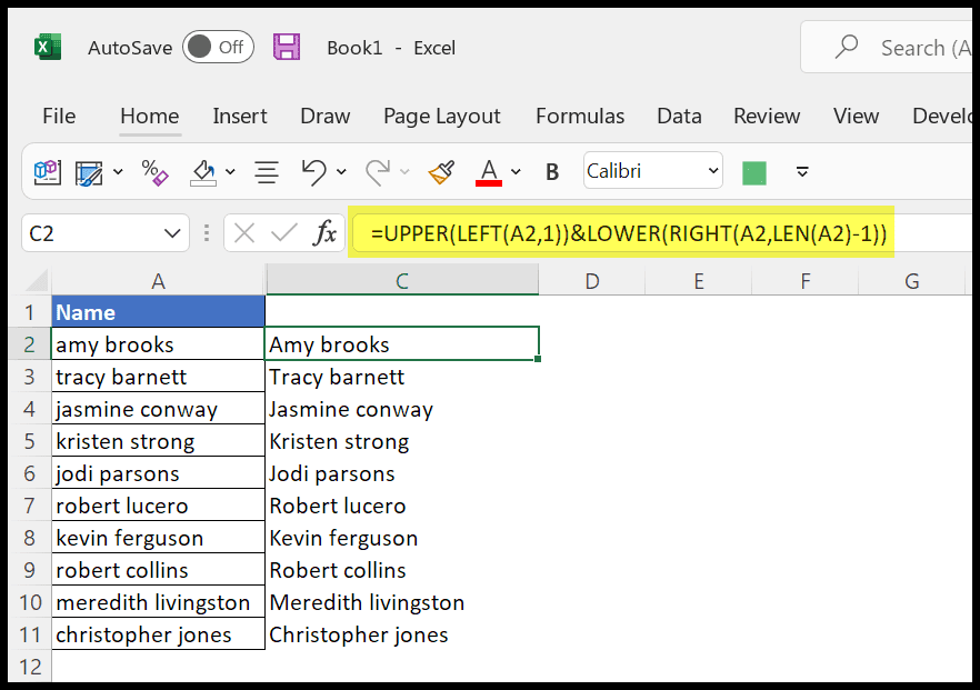 How to Capitalize First Letter in Excel (Formula)