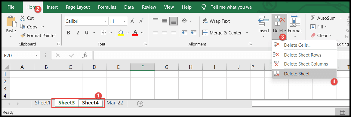 Delete a Sheet (Worksheet) in Excel