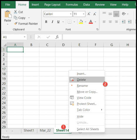 Delete a Sheet (Worksheet) in Excel