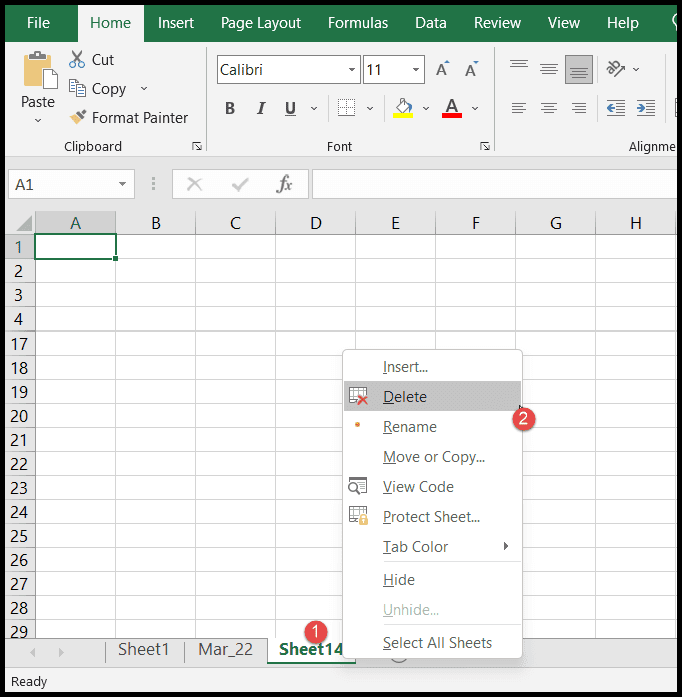 Delete a Sheet (Worksheet) in Excel