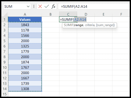 Sum Not Equal Values (SUMIF) / Excel Formula