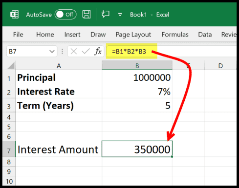 Calculate Simple Interest | Excel Formula