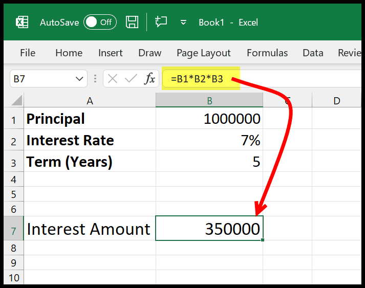 Calculate Simple Interest | Excel Formula