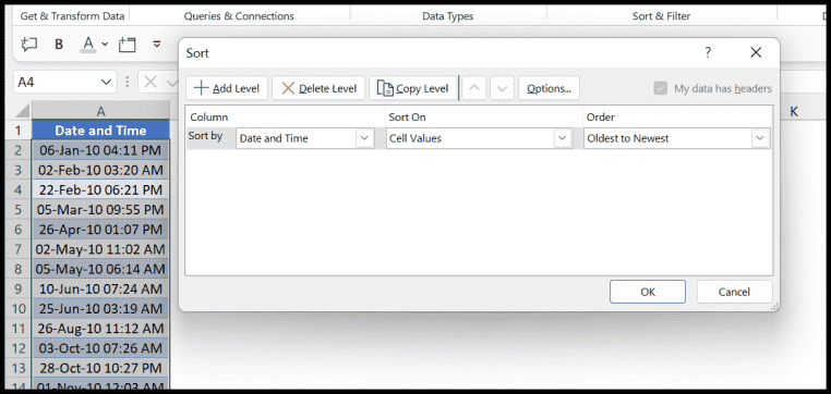 Sort By Date, Date and Time & Reverse Date Sort | Excel Tutorial