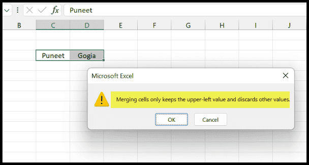 How to Merge Cells without Loosing Data in Excel