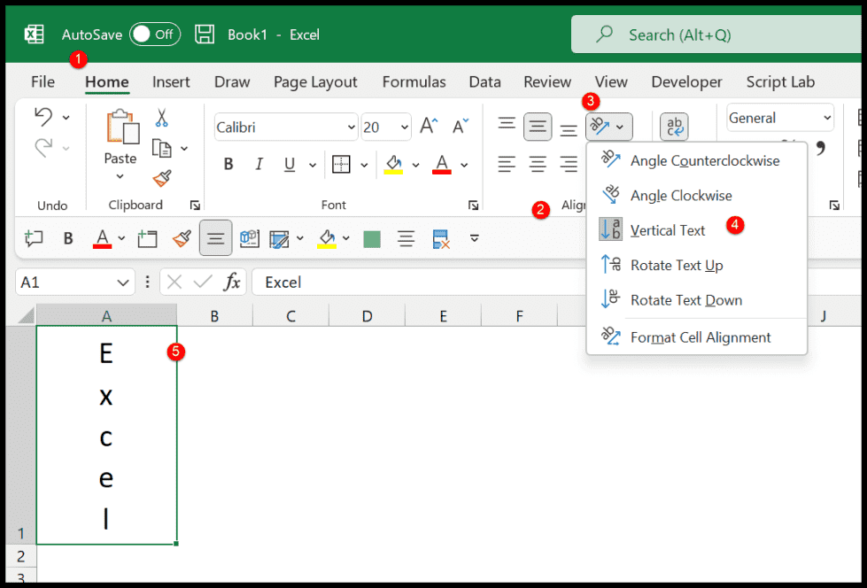 How to Write (Type) Vertically in Excel