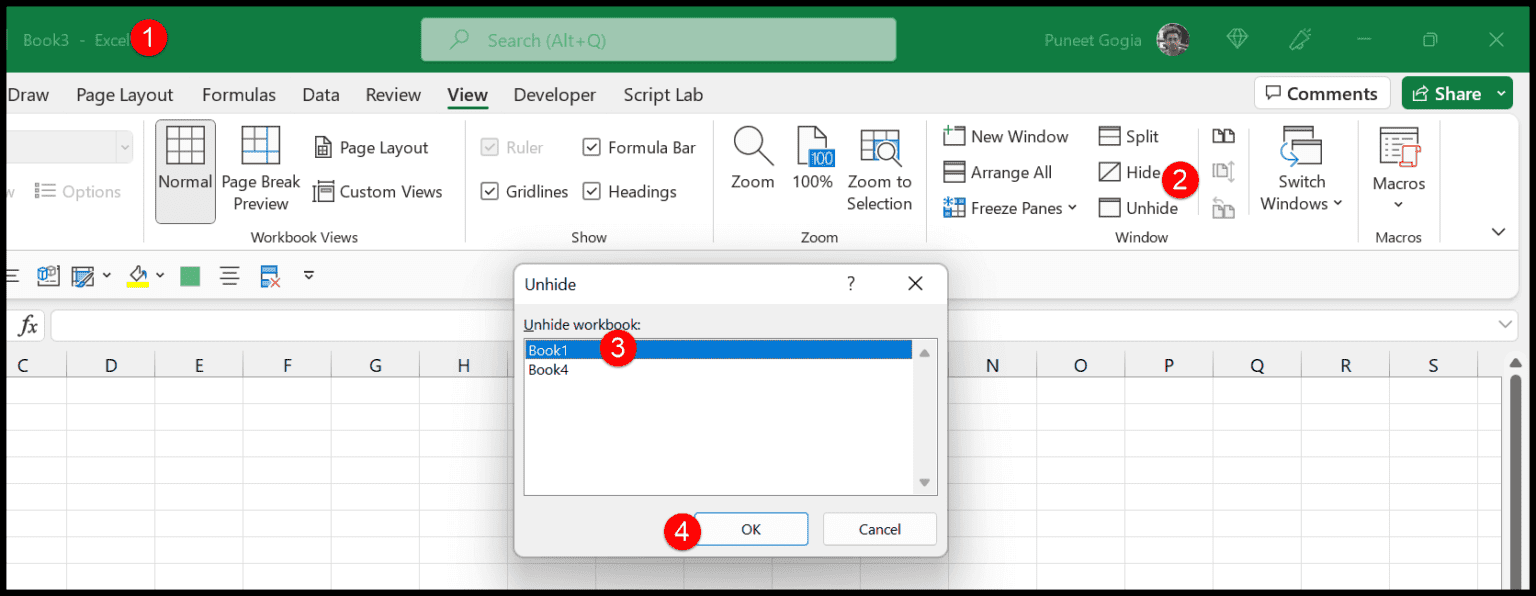 How to Hide and Unhide a Workbook in Excel