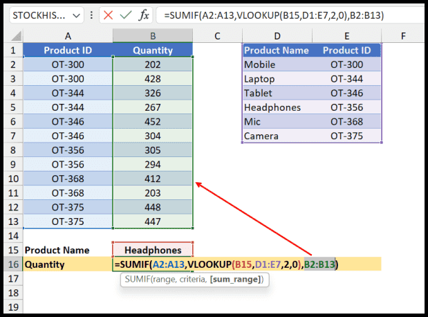 Combine VLOOKUP with SUMIF (Single + Multiple Sheet)