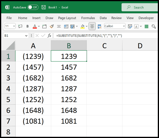 How to Remove Parentheses in Excel (Brackets) (Formula)