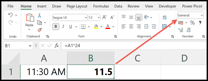 Convert an Excel Time Value into a Decimal Number (Hours)