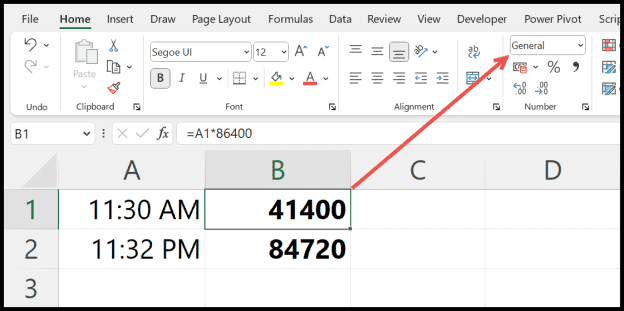 How to Convert Time Value into Seconds in Excel (Formula)