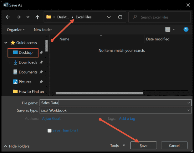 Save an Excel File (Workbook)