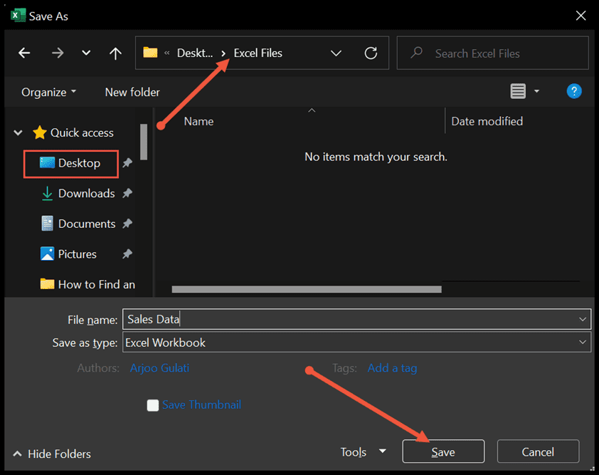 Save an Excel File (Workbook)