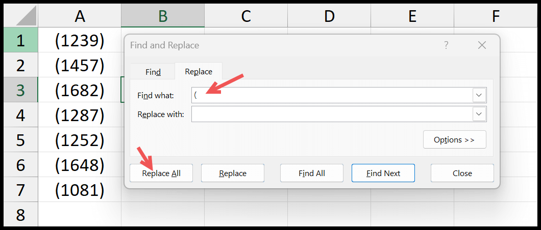 How to Remove Parentheses in Excel (Brackets) (Formula)