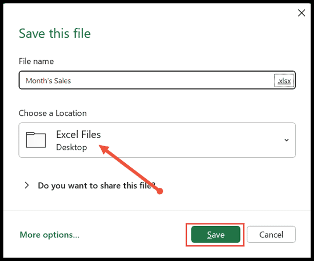 Save an Excel File (Workbook)