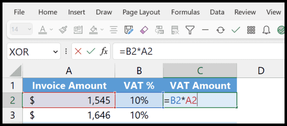 Calculate VAT (Excel Formula)