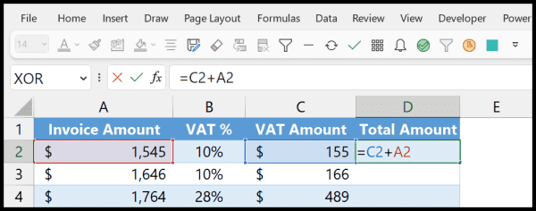 Calculate VAT (Excel Formula)