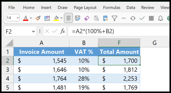 Calculate VAT (Excel Formula)