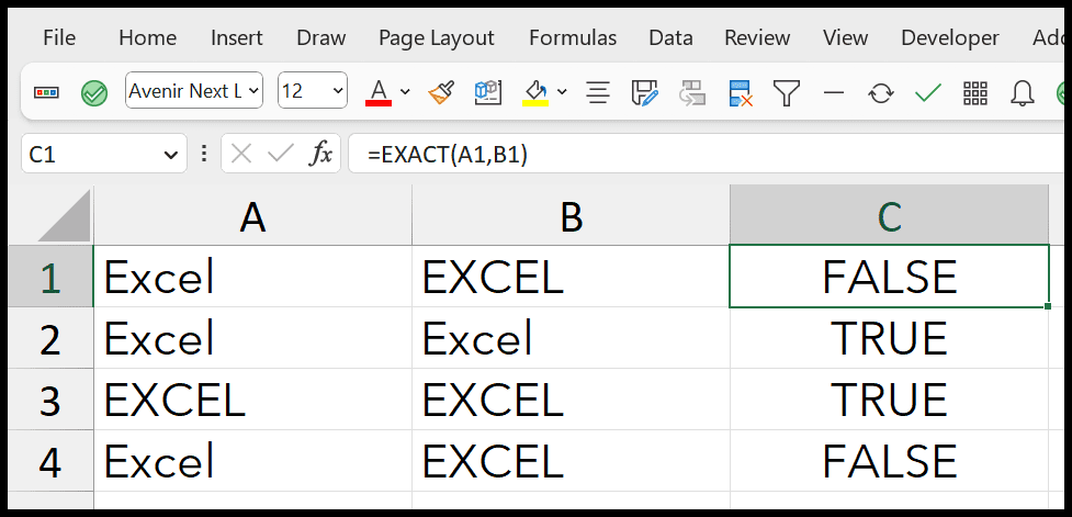 How to Compare Two Strings (Text) in Excel (Formula)