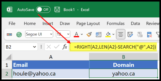 How to Get the Domain from the Email ID in Excel (Formula)