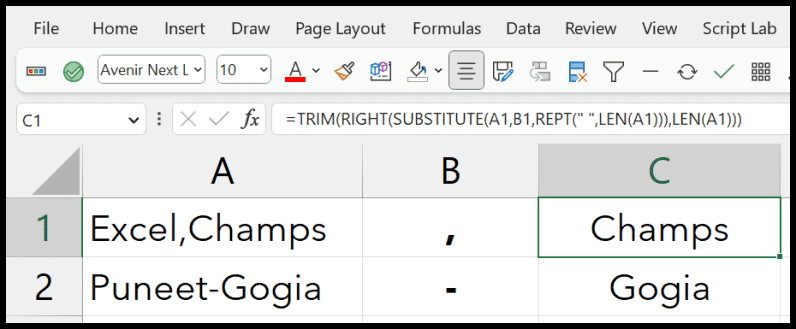 How to Extract Text After and Before a Character in Excel (Formula)