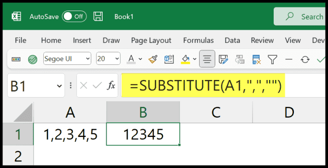 How to Remove Commas (Single and Multiple) in Excel (Formula)