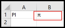 How to Insert PI Symbol (π) in Excel