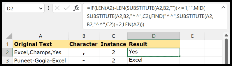 How to Extract Text After and Before a Character in Excel (Formula)
