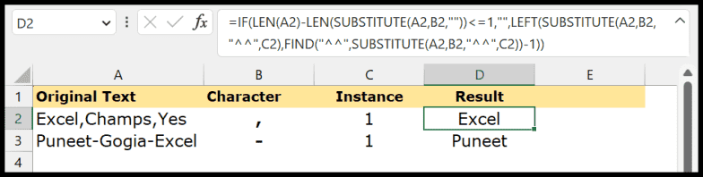 How to Extract Text After and Before a Character in Excel (Formula)