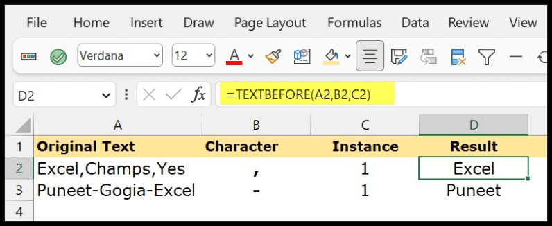 How to Extract Text After and Before a Character in Excel (Formula)
