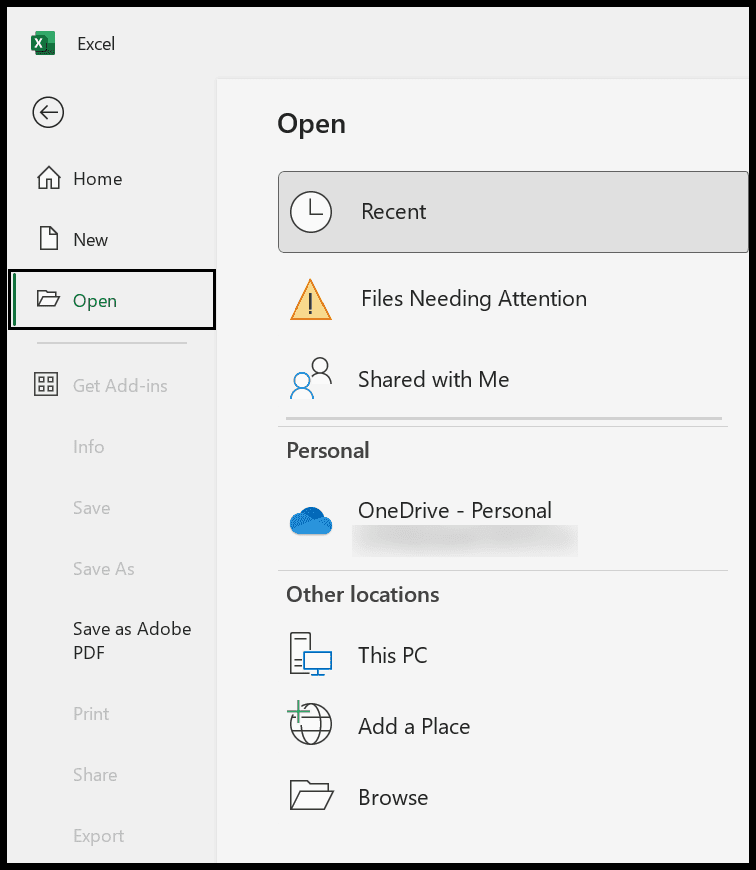 Backstage View in Excel