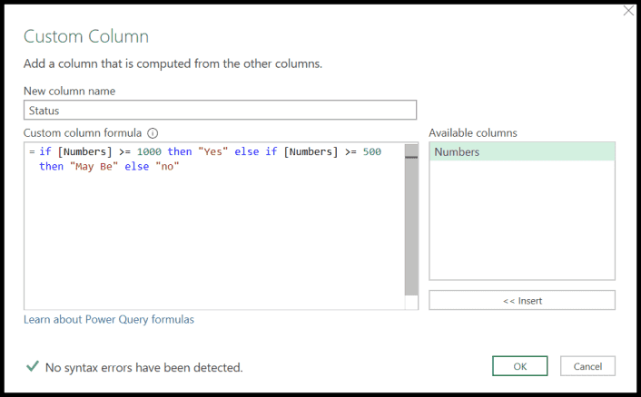 Use IF Statement in Power Query to Test Conditions