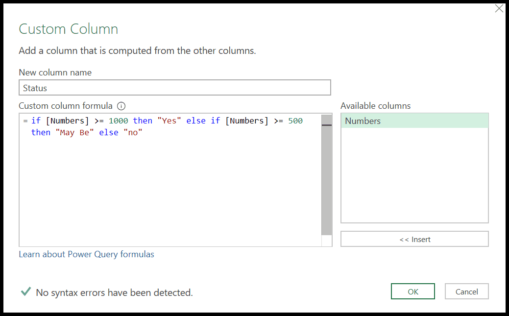 Use IF Statement in Power Query to Test Conditions