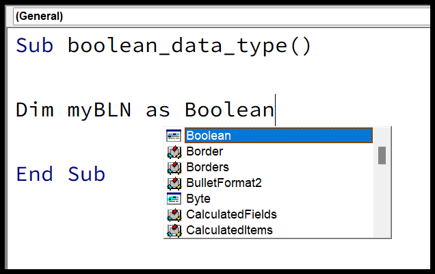 VBA Boolean Data Type