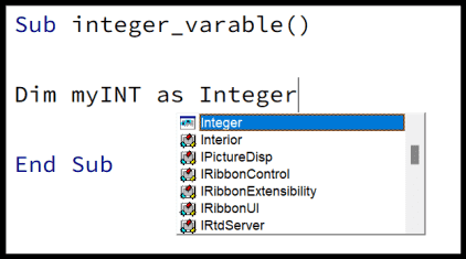 Using Integer Data Type in VBA