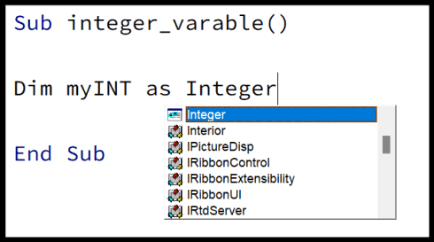 Using Integer Data Type in VBA