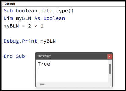 VBA Boolean Data Type